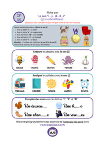 Le son "ill - il - y - ï - i" [j] (CP - CE1 - CE2) | Leçons & fiches d ...