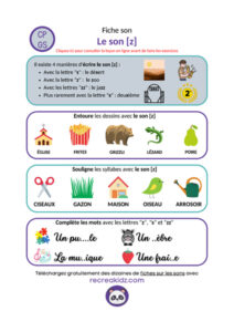 Le son [z] (CP - CE1 - CE2) | Leçons & fiches d'exercices PDF