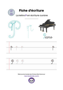 Lettre P | Écriture minuscule / majuscule en script & cursive (attaché ...
