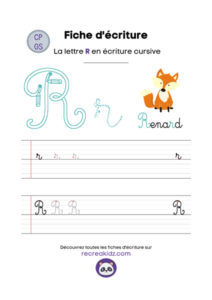 Lettre R | Écriture minuscule / majuscule en script & cursive (attaché ...