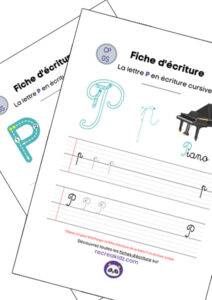 Lettre P | Écriture minuscule / majuscule en script & cursive (attaché ...