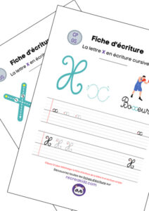 Lettre X | Écriture minuscule / majuscule en script & cursive (attaché ...