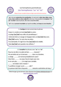 Les homophones grammaticaux CE1 - CE2 - CM1 - CM2 | Exercices & leçons ...