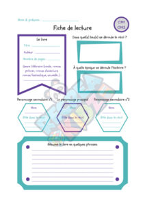 Fiche de lecture CM1 - CM2 | Modèle de fiche de lecture à imprimer en PDF