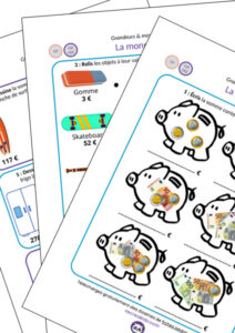 La monnaie (l'euro) CP - CE1 - CE2 | Leçon & exercices à imprimer en PDF