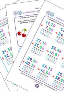 Exercices les additions CE1 - CE2 à imprimer en PDF | Leçons & jeux sur ...